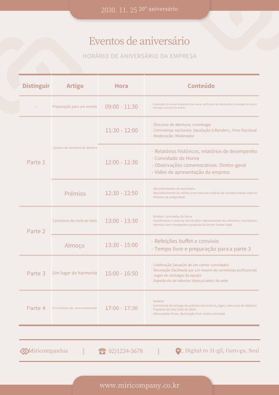 Um programa de evento inaugural bege e limpo - MiriCanvas