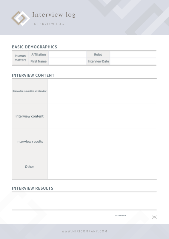 Simple gray-tone corporate documentation interview logbook - MiriCanvas