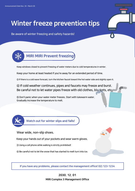 Blue freeze protection poster - MiriCanvas