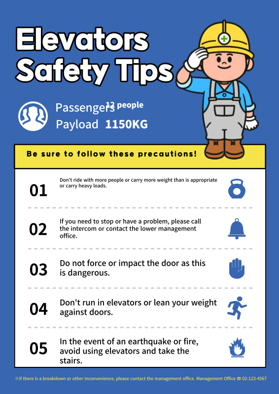 Blue Character Elevator Safety Tip Sheet - MiriCanvas