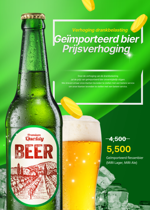 Prijsverhoging voor groen en geel geïmporteerd bier - MiriCanvas