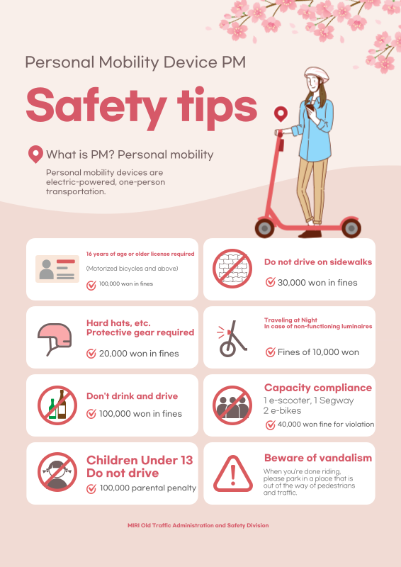 Pink mobility device safety tips - MiriCanvas