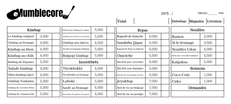 Modèle de feuille de commande de logo de bistro simple, mignon et ...