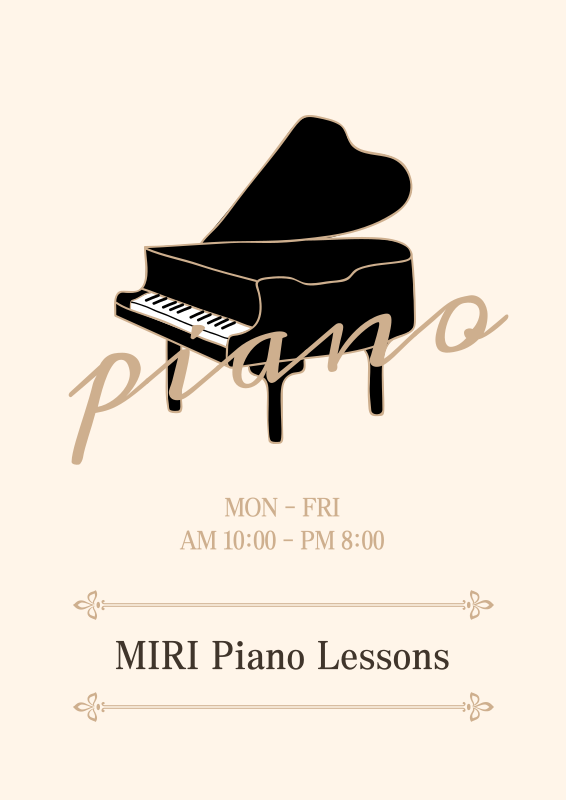 Promotional piano teaching studio logo signage in a sentimental cursive ...
