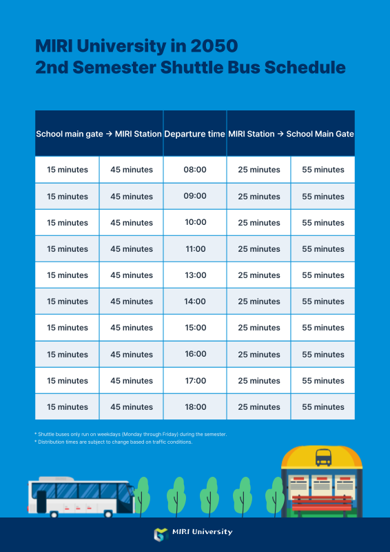 Simple blue shuttle bus schedule - 미리캔버스