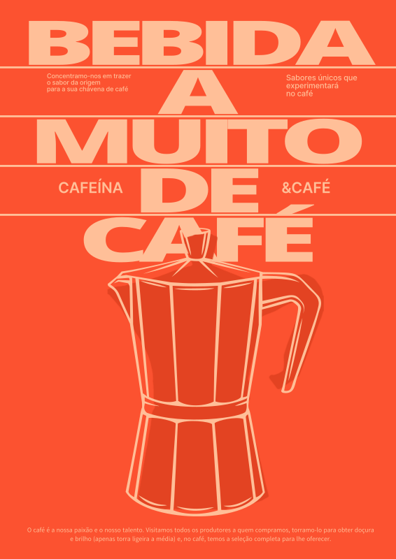 Cartaz da montra de um café em vermelho e coral - 미리캔버스