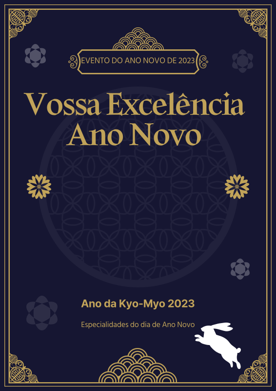 Cartaz de Ano Novo em azul e dourado - MiriCanvas