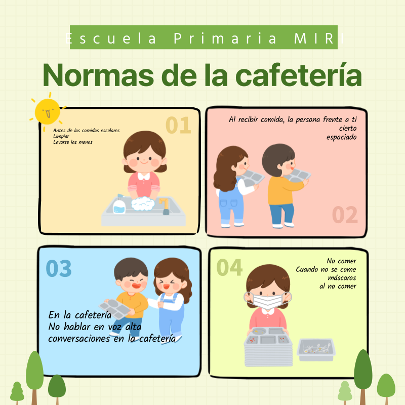 Normas de la cafetería de la escuela primaria verde lima - 미리캔버스