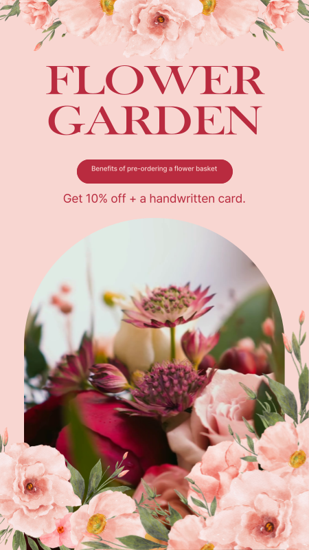 Watercolor floral illustration in pink highlights flower booking ...