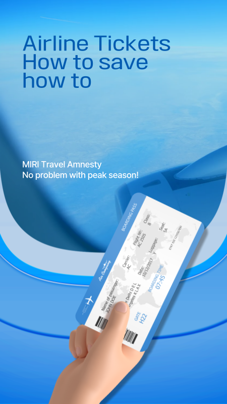 Blue clean 3D illustration concept with airline ticket saving tips ...