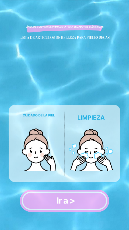 Línea de cuidado primaveral para pieles secas con agua azul - MiriCanvas