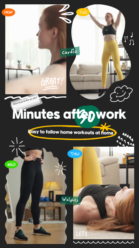 30-Minute After Work Workout with a Black and Yellow Graffiti Theme - MiriCanvas