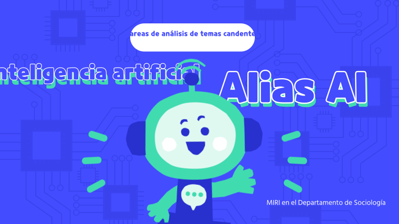 Anunciamos un simpático y kitsch robot Ai con fondo azul - MiriCanvas