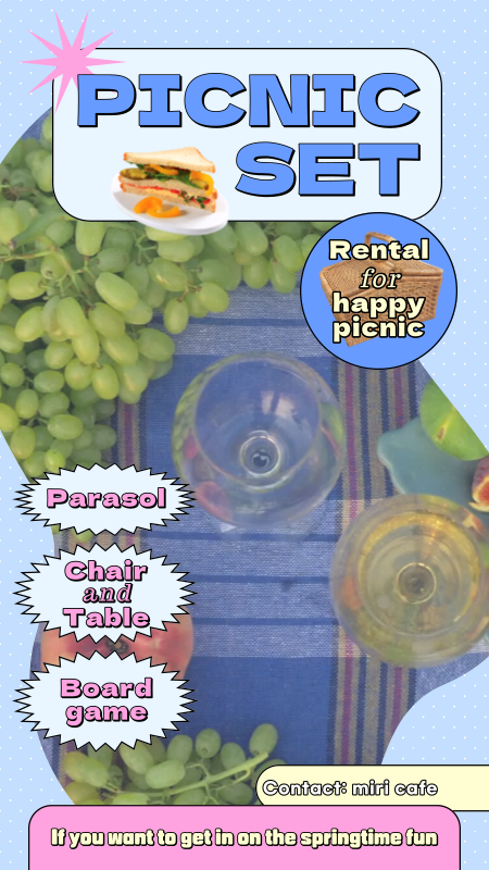 Rent a blue and pink kitschy concept picnic set - 미리캔버스