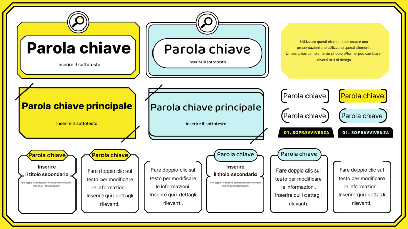 Evidenziate le parole chiave con un semplice stile a linee in giallo e ...