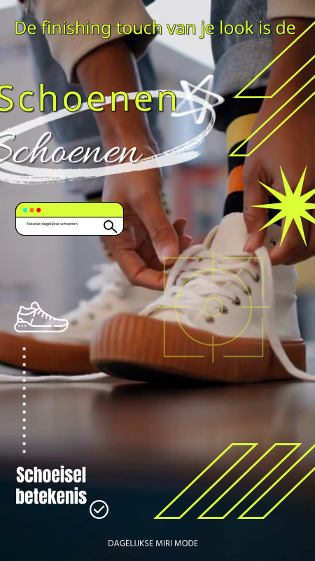 Reclamethema voor sneakers en mode met neonkleurige accenten en tekst ...