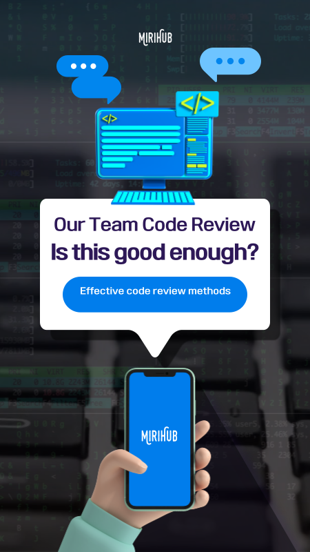 Promote code reviews with a black and blue speech bubble 3D concept - MiriCanvas