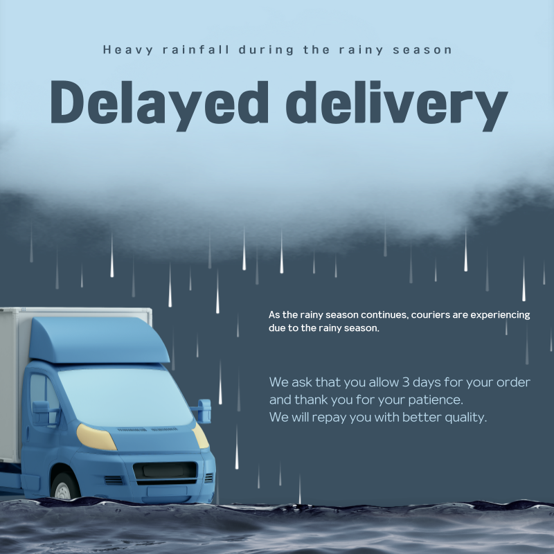 3D illustration of a late delivery notice with a blue ash cloud and a ...