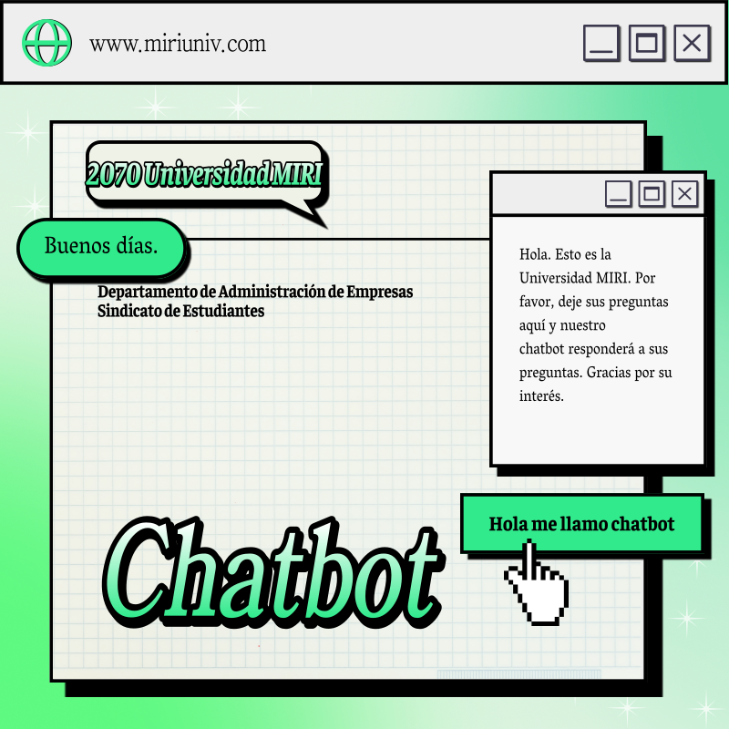 Un servicio de chatbot retro en verde con manual de fraternidad ...