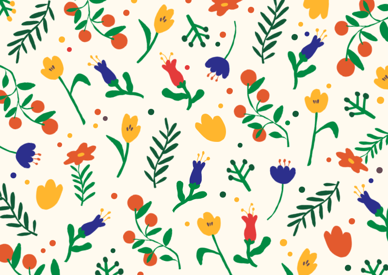 Cute flower pattern wrapping paper with ivory background - MiriCanvas