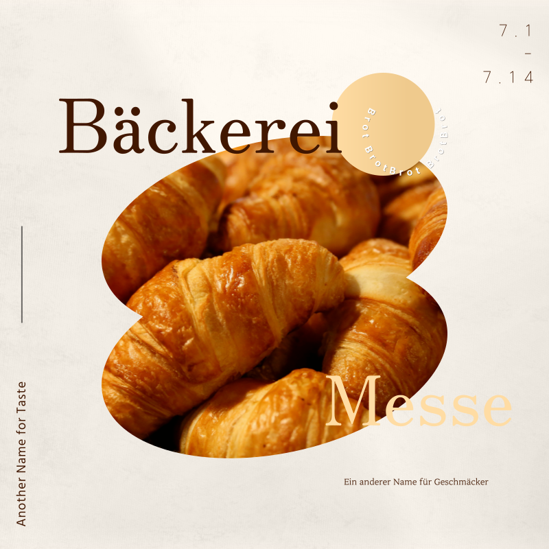 Ein Werbebild für eine Bäckereimesse mit beigefarbener, sentimentaler ...