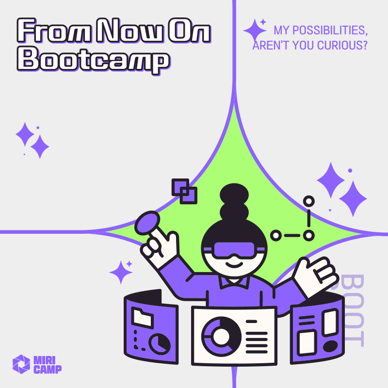 Developer coding bootcamp with purple neon cute IT illustrations - MiriCanvas
