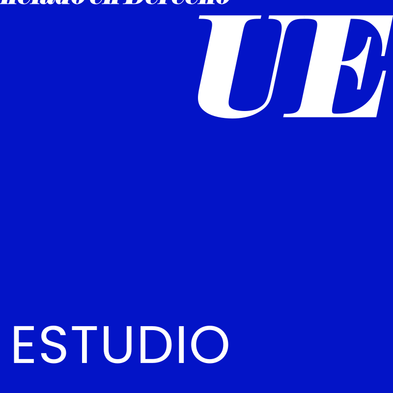 Sencillo rótulo de tienda con texto Blue Studio en azul y blanco y ...