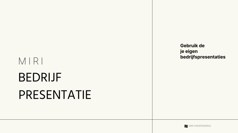 Een rustige, strakke zakelijke PPT met zwarte tekst op een beige ...