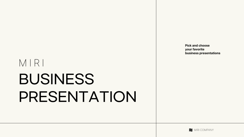 A calm, clean corporate PPT with black text on a beige background - MiriCanvas