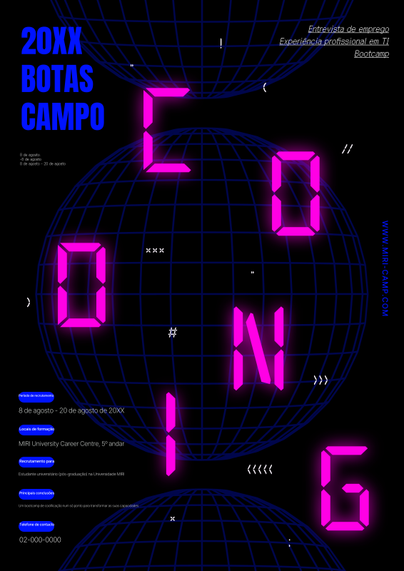 Promover um bootcamp de conceito digital com um tema de néon preto ...