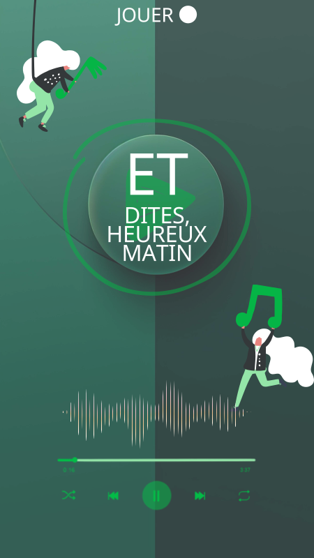 Bouton de lecture avec fond vert, icônes mignonnes et liste de lecture ...