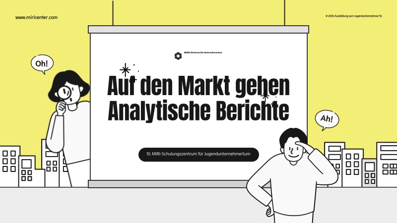 Hübsch illustrierter Analysebericht mit gelben und schwarzen Punkten ...