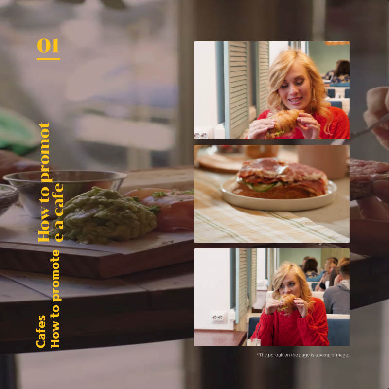 How to promote a simple cafe in black and white and yellow Ads - MiriCanvas