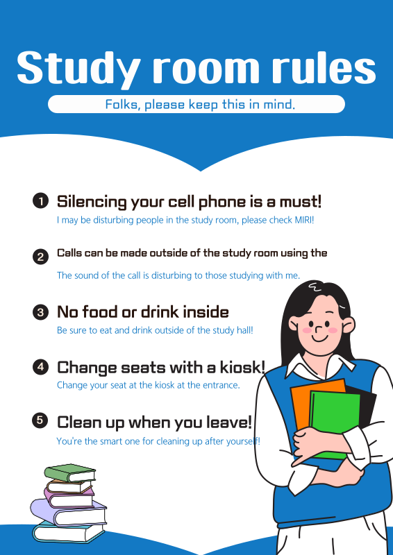 Announcing the blue and simple study room rules - 미리캔버스