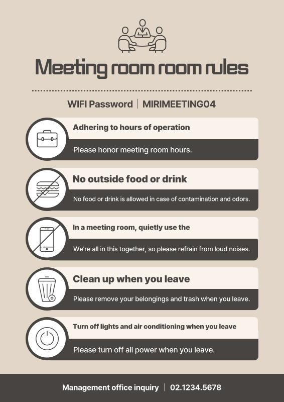 A guide to simple beige and ivory conference room rules - 미리캔버스