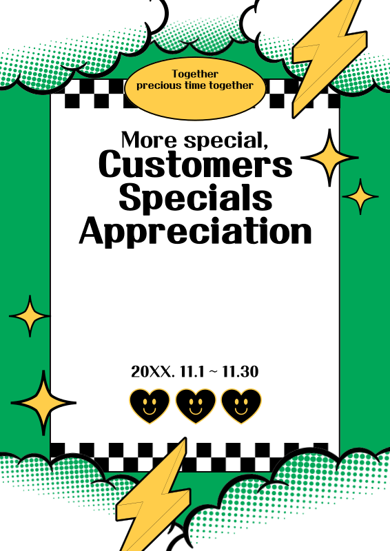 Promote a green, pop art-style customer appreciation survey - MiriCanvas