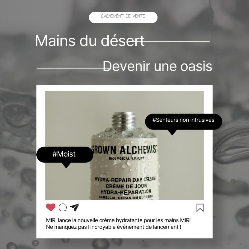 Publicité grise, simple et Instagram-esque pour la crème pour les mains ...
