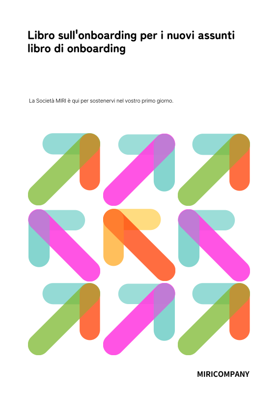 Copertina fluorescente e semplice del libro di onboarding per i nuovi ...