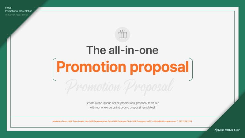 Basic promotional pitch in greenish-orange - MiriCanvas