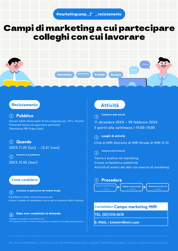 Una semplice guida al reclutamento del campo di marketing in bianco e blu - MiriCanvas