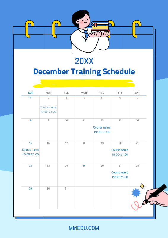 Simple blue and light blue calendar event information - 미리캔버스