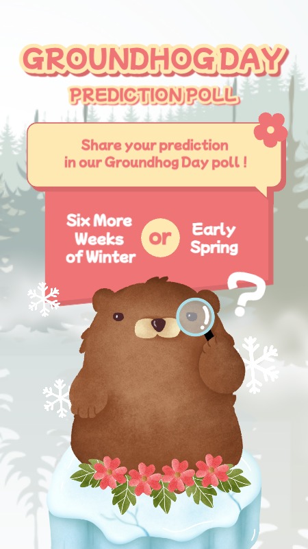 Yellow and Pink Simple Groundhog Day Poll Advertisement - MiriCanvas