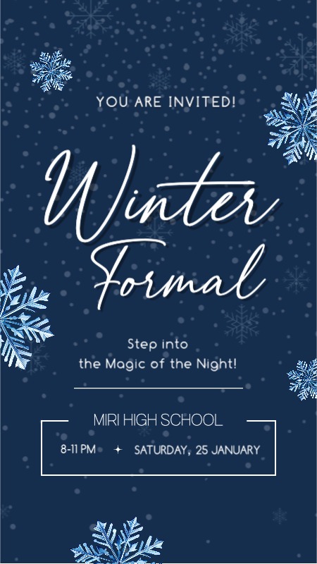 Navy and White Classic Winter Formal Dance Invitation - MiriCanvas