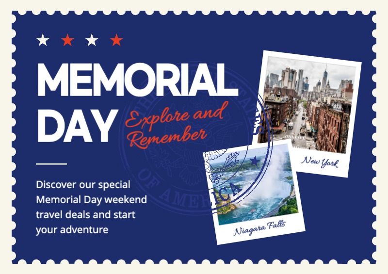 Navy and White Vintage Memorial Day Gateways Advertisement - MiriCanvas