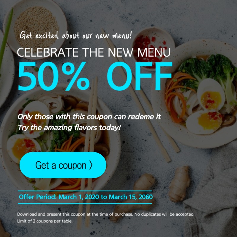 Restaurant coupons - MiriCanvas