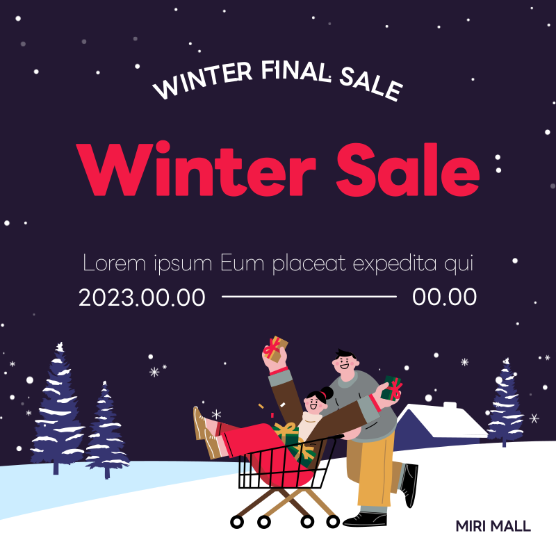 A winter discount shopping event, accented with cute snowy winter ...