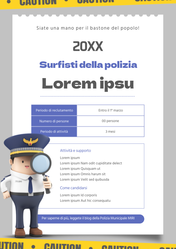 Una semplice campagna di reclutamento blu e gialla per i sostenitori della polizia - MiriCanvas