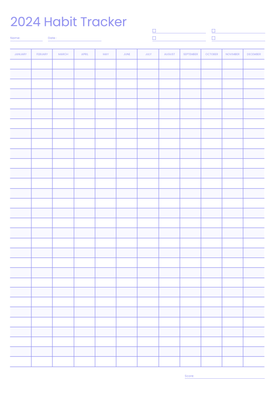 Habit tracker design with a subtle purple theme - MiriCanvas