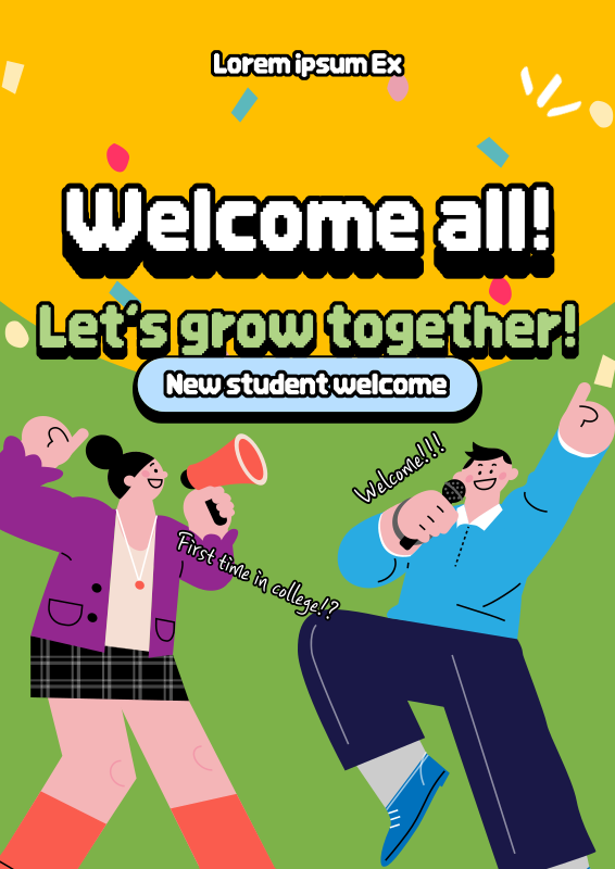 A cute yellow and chartreuse welcome post for new students - MiriCanvas