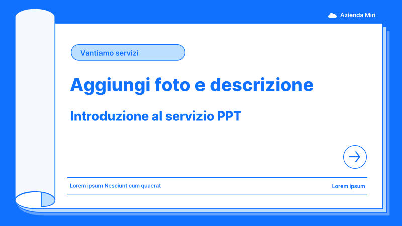 Una semplice proposta di introduzione al servizio in bianco e blu - MiriCanvas